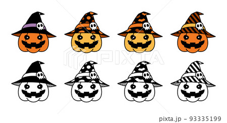 pumpkin Halloween vector icon witch hat logo...のイラスト素材 [93335199] - PIXTA
