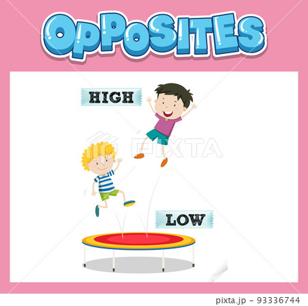 Opposite English words with high and lowのイラスト素材 [93336744] - PIXTA