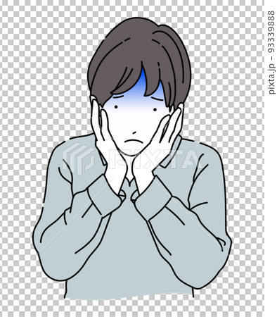 A man with a blue face in trouble - Stock Illustration [93339888] - PIXTA