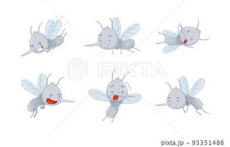 Cute Cartoon Mosquito Character as Small Flying...のイラスト素材 [93351486 ...