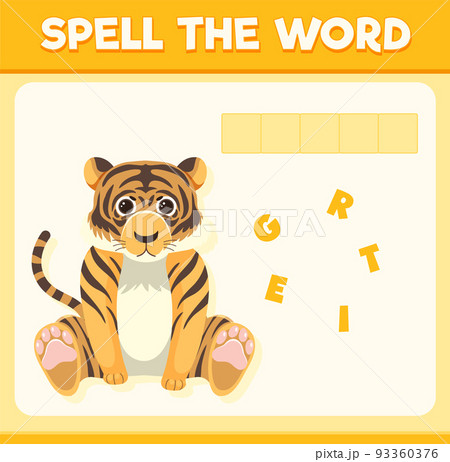 Spell word game with word tigerのイラスト素材 [93360376] - PIXTA