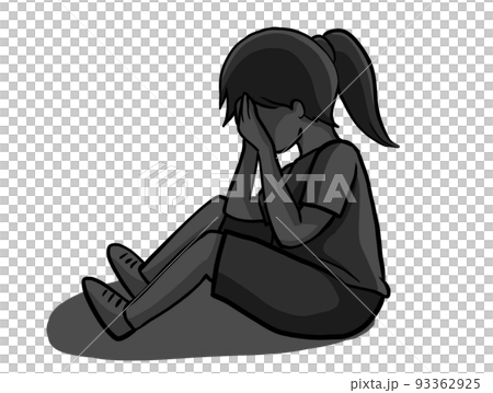 Sad depress crying unhappy child kid character... - Stock Illustration ...