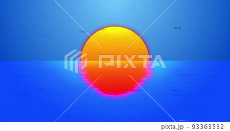 Image of interference and sun over water on...のイラスト素材 [93363532] - PIXTA