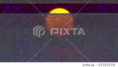 Image of interference and sun over digital...のイラスト素材 [93363558] - PIXTA