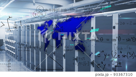 Image of blue world map, processing data and...のイラスト素材 [93367310] - PIXTA