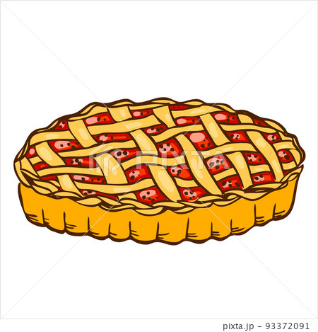 Delicious homemade apple pie. Vector...のイラスト素材 [93372091] - PIXTA