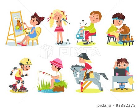 Kids hobbies. Little children characters...のイラスト素材 [93382275] - PIXTA