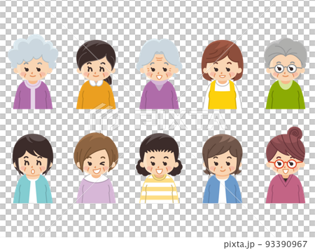 Icon set for middle-aged and elderly women... - Stock Illustration ...
