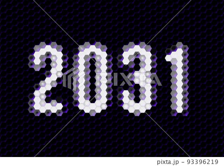 Sign of the 2031 year with hex pixel grid. New...のイラスト素材 [93396219] - PIXTA