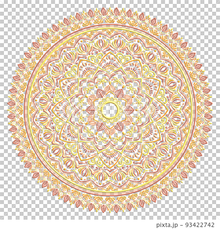 Mandala art (three-dimensional, warm colors,... - Stock Illustration ...