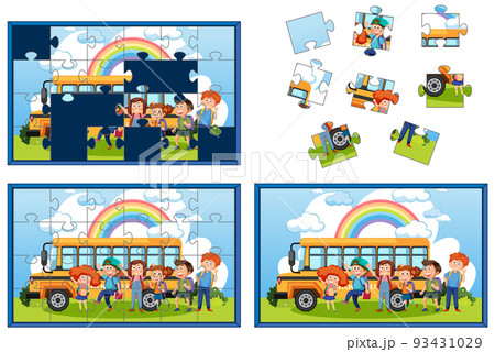 School kids photo puzzle gameのイラスト素材 [93431029] - PIXTA
