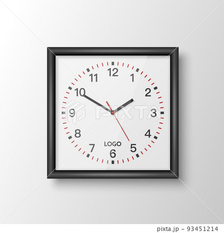 Vector 3d Realistic Square Wall Office Clock...のイラスト素材 [93451214] - PIXTA