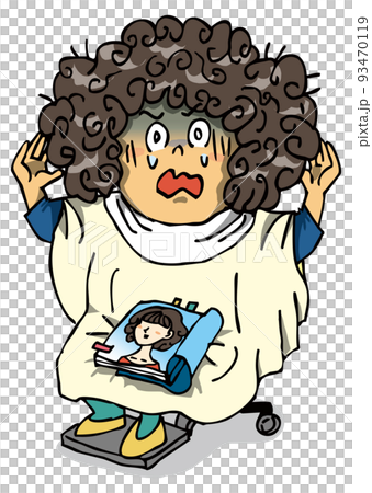 A person who failed a perm at a beauty salon - Stock Illustration ...
