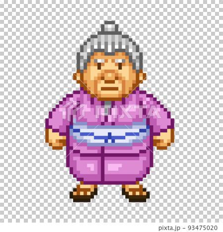 pixel art of old woman in kimono - Stock Illustration [93475020] - PIXTA
