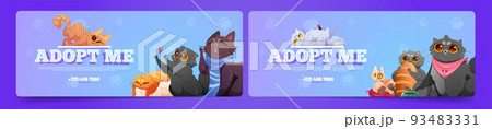 Set of adopt me cartoon banners with catsのイラスト素材 [93483331] - PIXTA