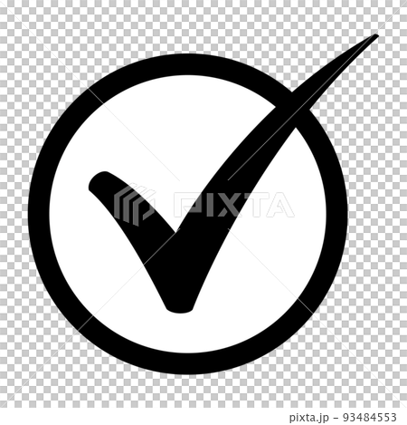 Single round check mark black monochrome line... - Stock Illustration ...