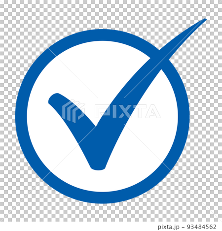 Single round check mark blue line drawing white... - Stock Illustration ...