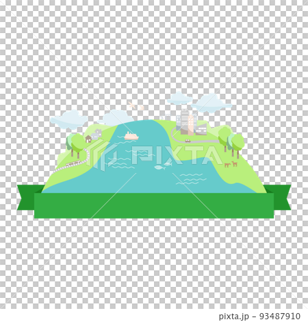 Illustration of a green ribbon and a semicircle... - Stock Illustration ...