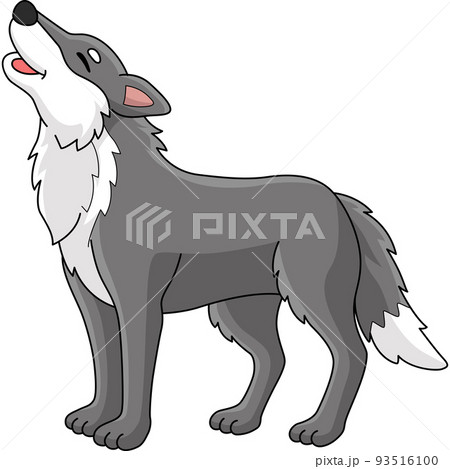 Gray Wolf Howling Cartoon