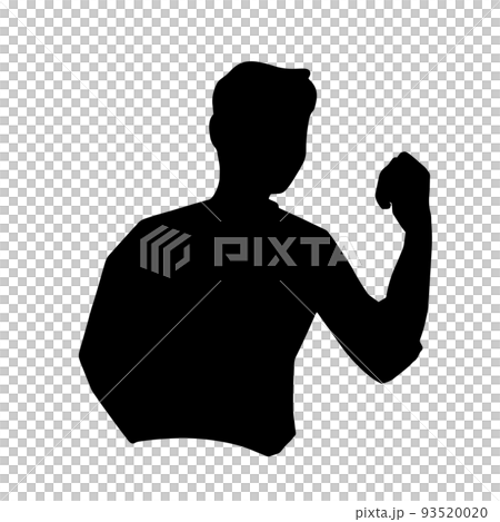 A man with a silhouette doing a guts pose, black - Stock Illustration ...