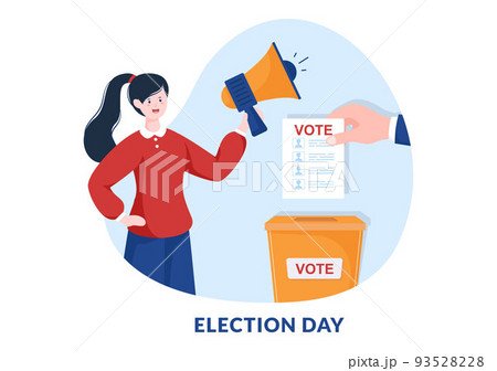 Election Day Political Hand Drawn Cartoon Flat...のイラスト素材 [93528228] - PIXTA