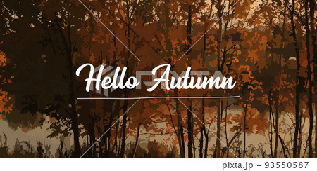 Hello autumn horizontal banner background with...のイラスト素材 [93550587] - PIXTA