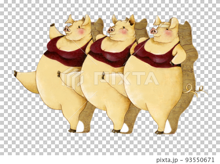 Pigs dance together Hand-drawn style - Stock Illustration [93550671 ...
