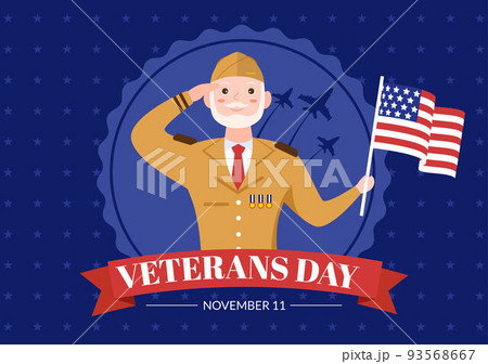 Veterans Day on November 11 Template Hand Drawn...のイラスト素材 [93568667 ...