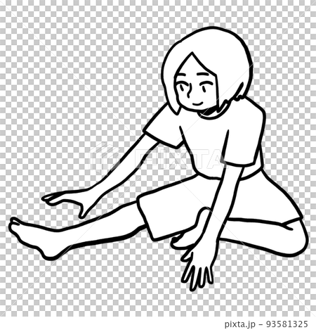 A woman in sportswear stretching (line drawing) - Stock Illustration ...
