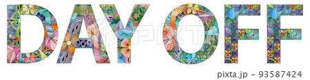 Day off. Vector hand drawn llustration on white...のイラスト素材 [93587424 ...
