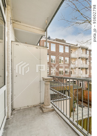 Front view of old brick buildings from small...の写真素材 [93602798] - PIXTA