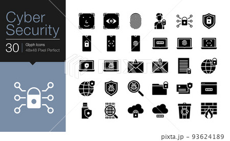 Cyber security icons. Glyphs design. Vector...のイラスト素材 [93624189] - PIXTA