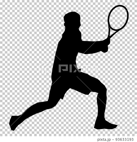 Tennis player at the moment of hitting the ball - Stock Illustration ...