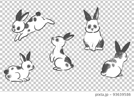 Cute rabbit illustration pose collection - Stock Illustration [93639586 ...