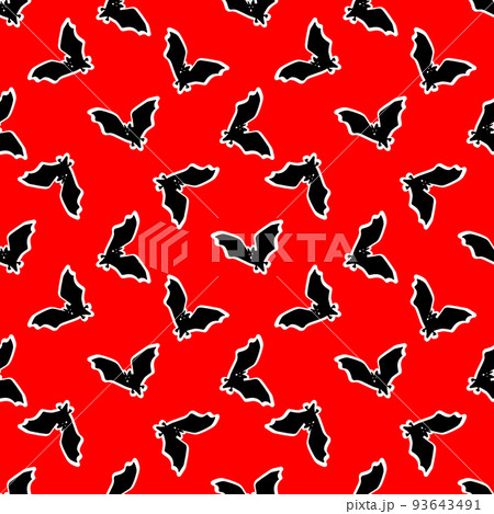 seamless pattern with bats on a red...のイラスト素材 [93643491] - PIXTA