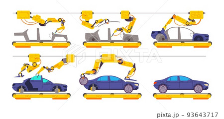 Car factory assembly. Automotive plant cars...のイラスト素材 [93643717] - PIXTA