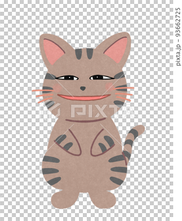 Illustration of a faintly smiling cat outline =... - Stock Illustration ...