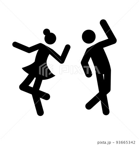 Dance couple stick figure icon. Black ballroom...のイラスト素材 [93665342] - PIXTA