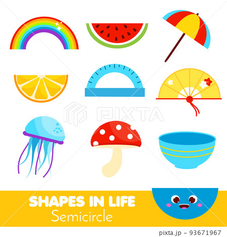 Shapes in life. Semicircle. Learning cards for...のイラスト素材 [93671967] - PIXTA