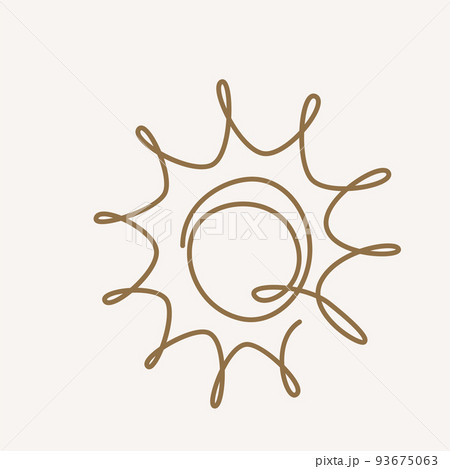 Sun continuous line art. One line sketch sunny...のイラスト素材 [93675063] - PIXTA