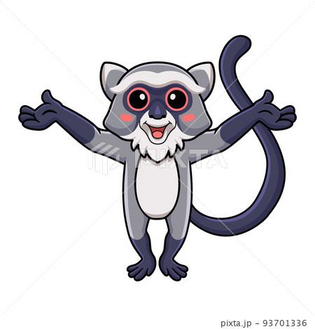 Cute samango monkey cartoon raising hands のイラスト素材 [93701336] - PIXTA