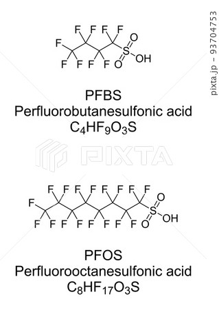 PFBS and PFOS, chemical structure....のイラスト素材 [93704753] - PIXTA