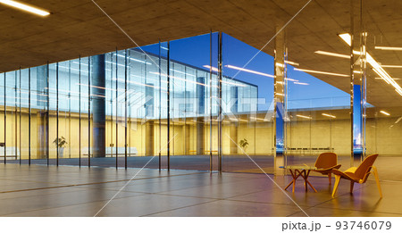Modern glass wall commercial buildings guest...のイラスト素材 [93746079] - PIXTA