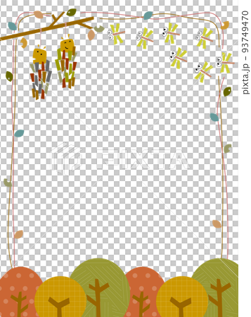 Autumn landscape frame, vertical - Stock Illustration [93749470] - PIXTA