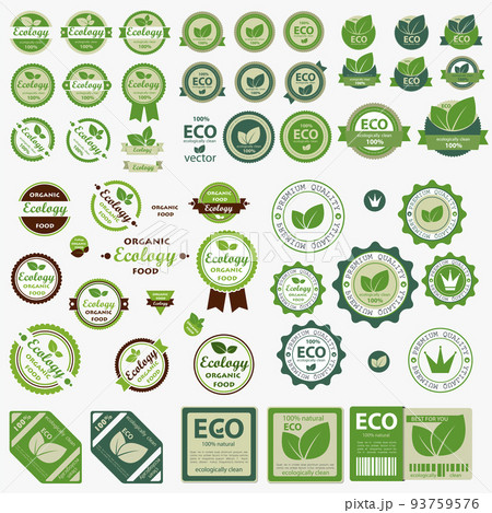 Big set of Eco labels with retro vintage...のイラスト素材 [93759576] - PIXTA