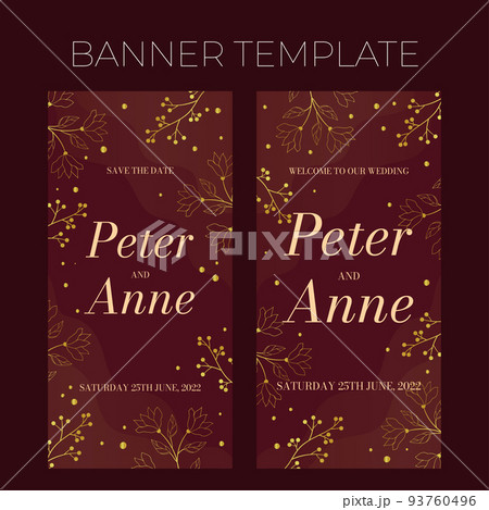 Floral wedding vertical banner template in...のイラスト素材 [93760496] - PIXTA