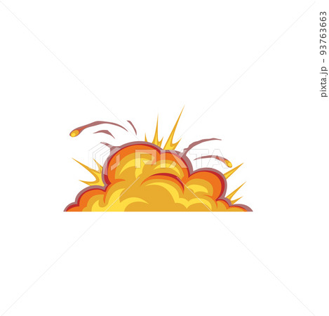 Fiery cloud bomb explosion isolated boom effect...のイラスト素材 [93763663 ...