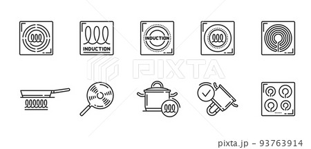 Induction icons of cooker stove top or kitchen...のイラスト素材 [93763914] - PIXTA
