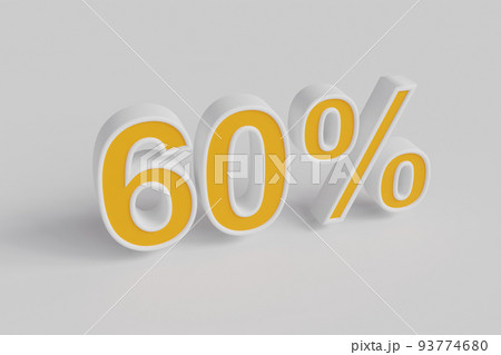 Sixty percent 3D render isolated over white...のイラスト素材 [93774680] - PIXTA