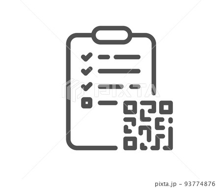 Qr code line icon. Scan barcode sign. Checklist...のイラスト素材 [93774876 ...